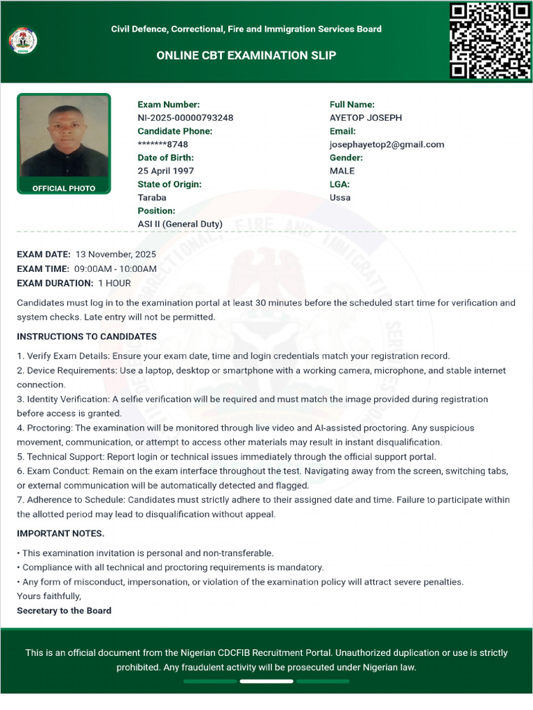 AYETOP - JOSEPH -Application-slip (1) | PDF