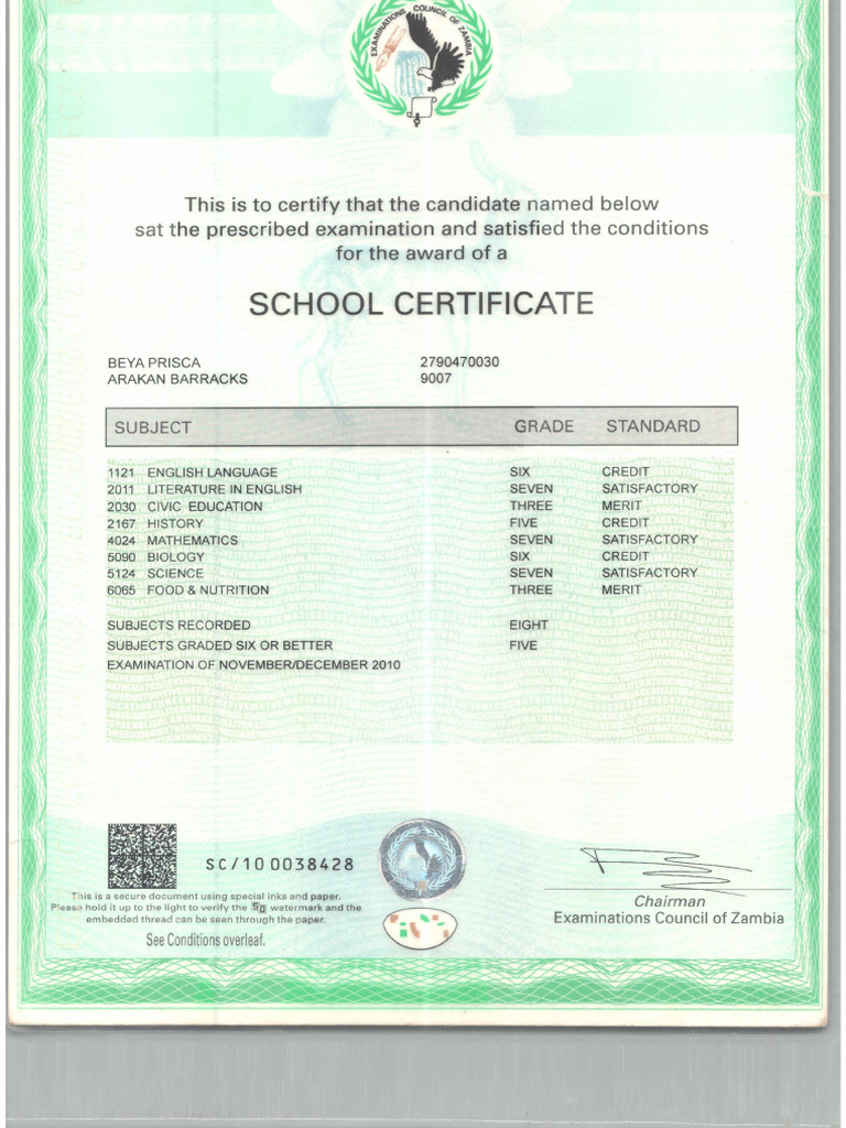 Grade 12 Certificate | PDF