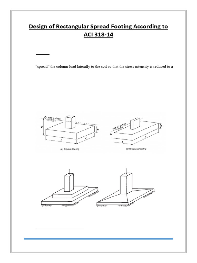 Rectangular Spread Footing Design Guide | PDF | Bending | Structural Load