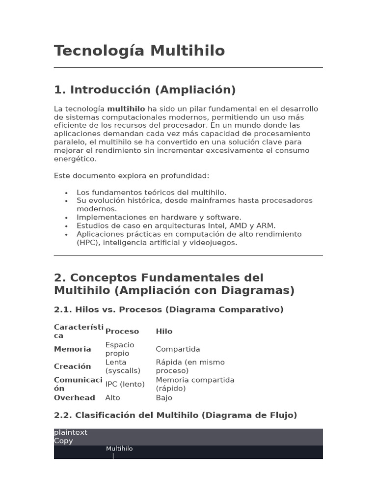 Tecnología Multihilo | PDF | Hilo (Computación) | Unidad Central de ...