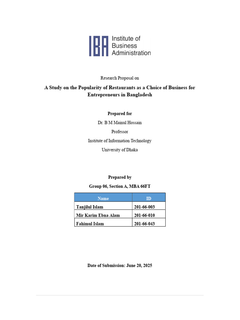 Group 6 Research Proposal | PDF | Entrepreneurship | Decision Making