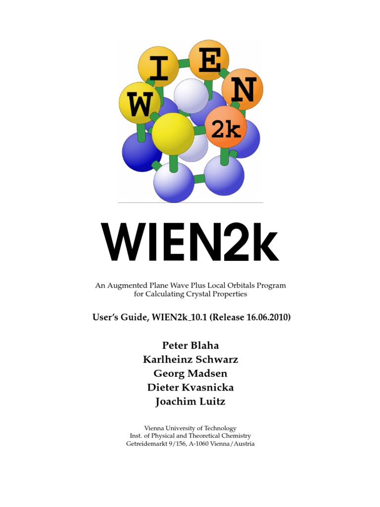 Wien2k Usersguide | PDF | Electronic Band Structure | Atomic Physics