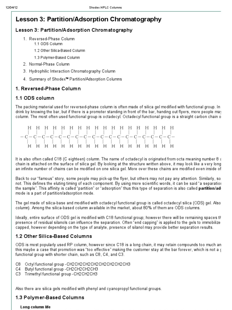 Shodex HPLC Columns | PDF | High Performance Liquid Chromatography ...
