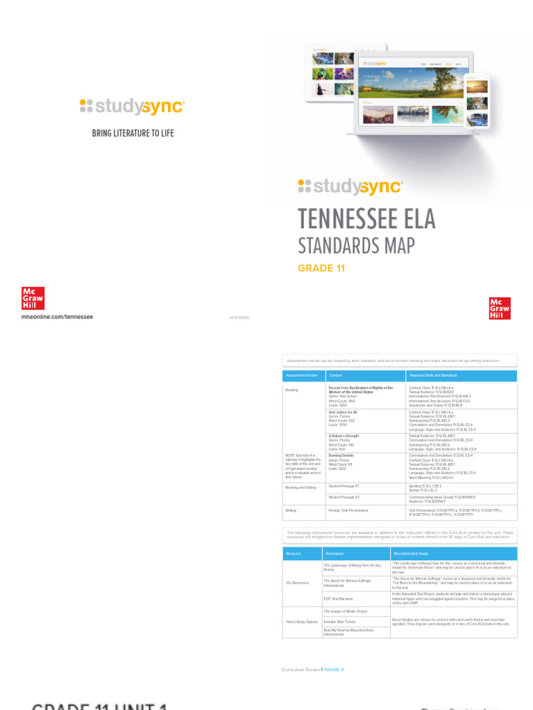 Studysync Ela Standards Map Grade 11 | PDF | Quotation Mark | Genre