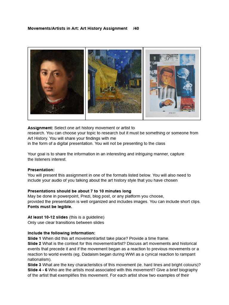 Movements - Artists in Art - Art History Assignment-1 | PDF | The Arts