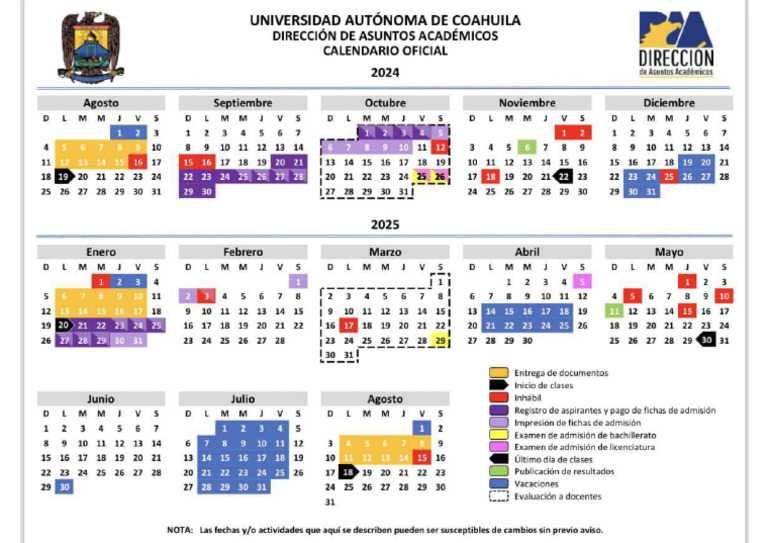 Calendario Uadec 2024 2025 Pdf