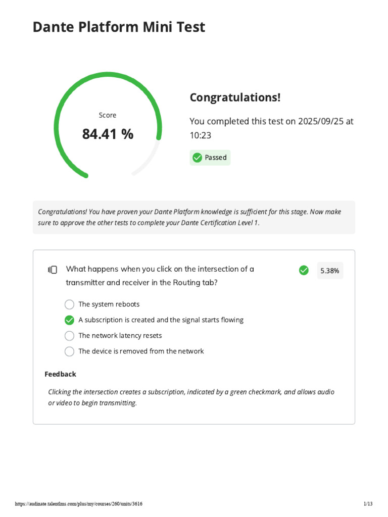 Dante Platform Mini Test | PDF | Computer Network | Network Switch
