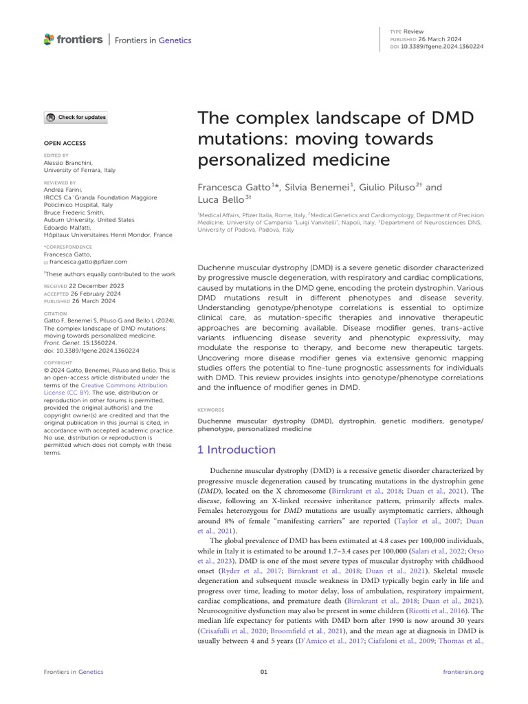 The Complex Landscape of DMD Mutations | PDF | Intron | Rna Splicing