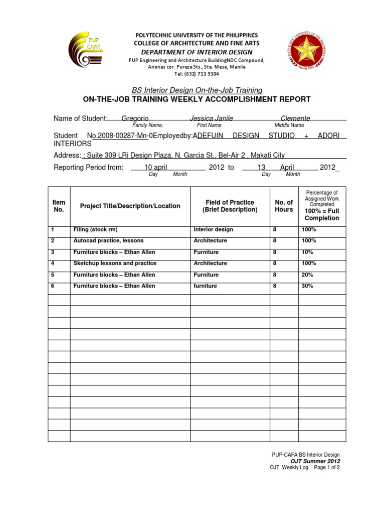 OJT Weekly Log | Manila | Makati