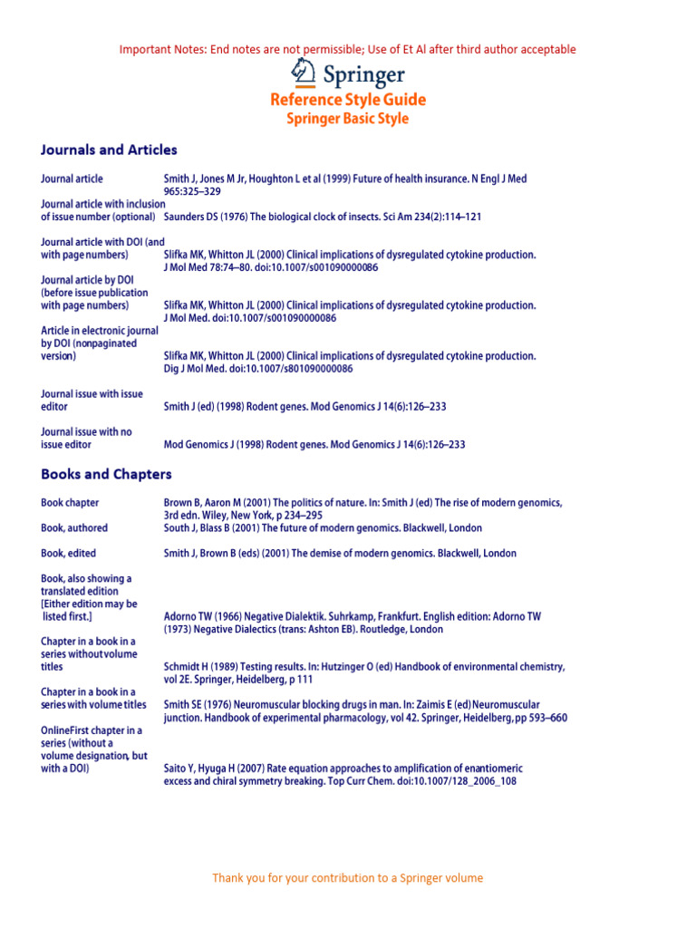Springer Reference Style Guidelines | PDF