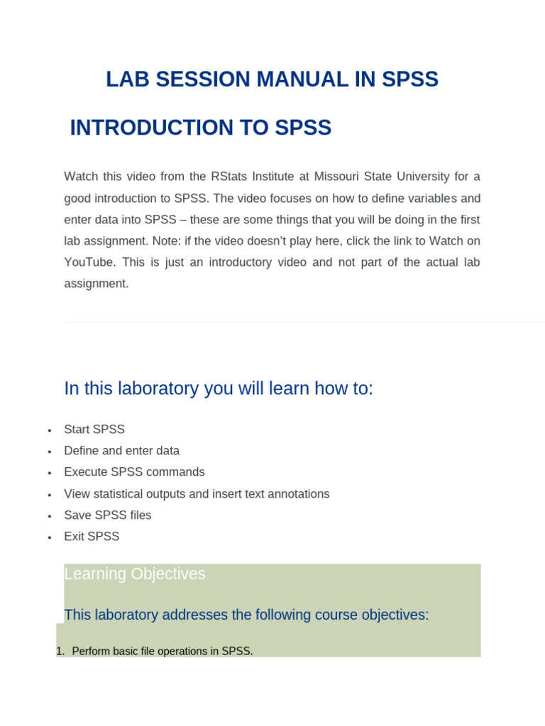 SPSS Lab Session Manual | PDF | Spss | Window (Computing)