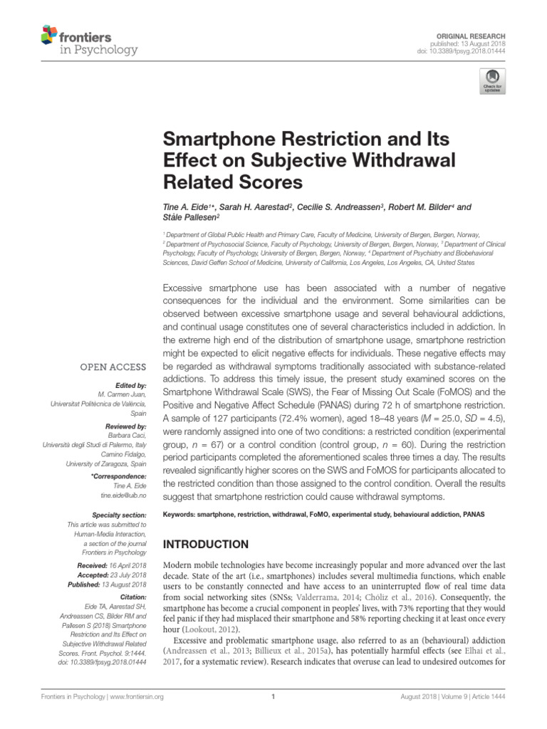 Smartphone Addiction | PDF | Psychological Concepts | Psychology