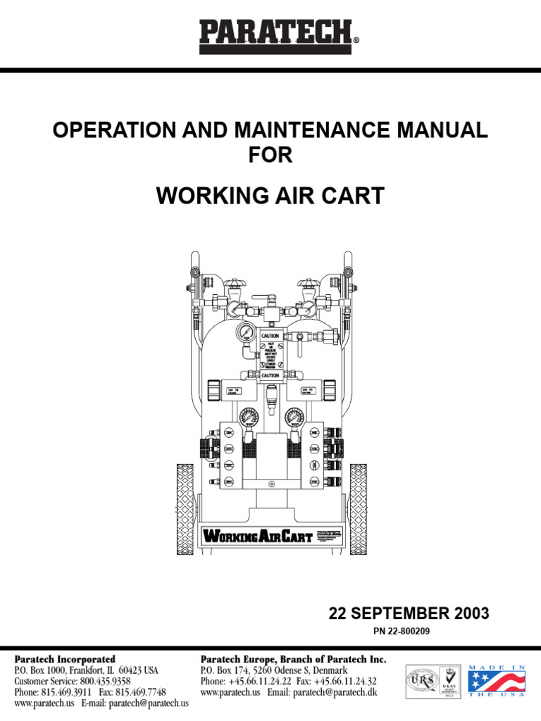 Working Air Cart Operation Manual | PDF | Valve | Pressure