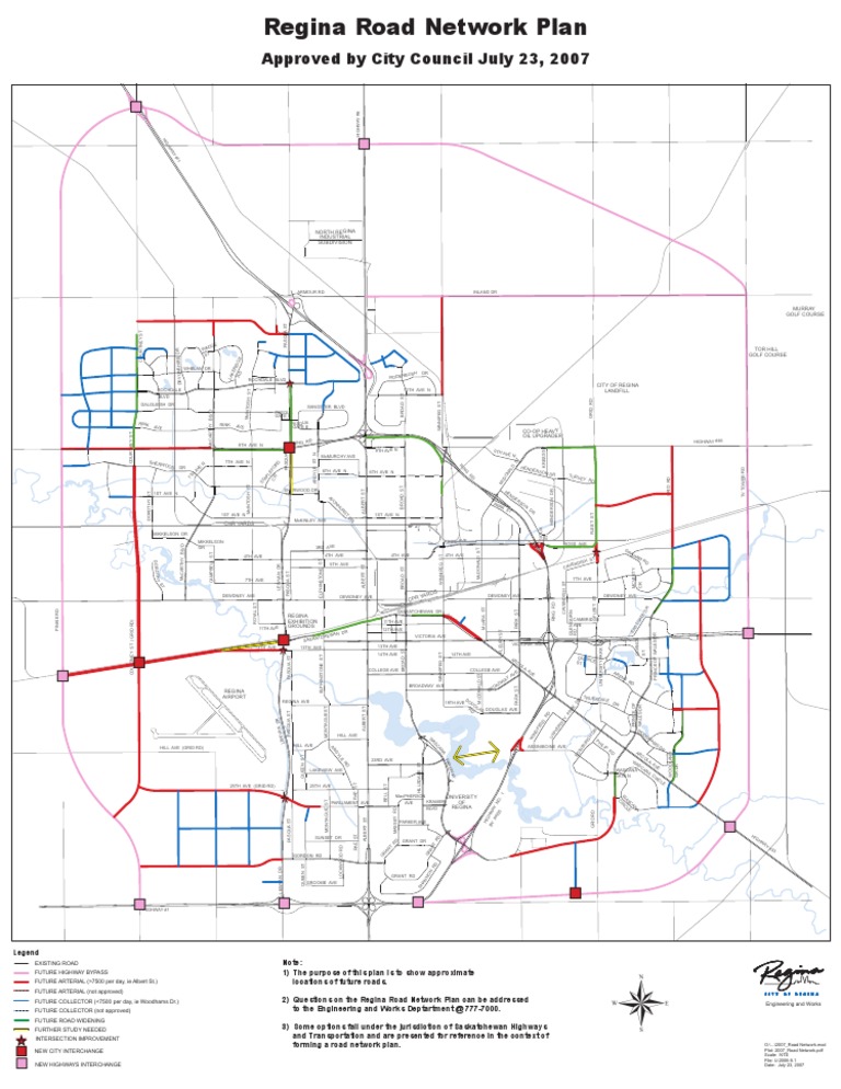 Regina Road Network Plan Map | PDF | Routes | Infrastructure
