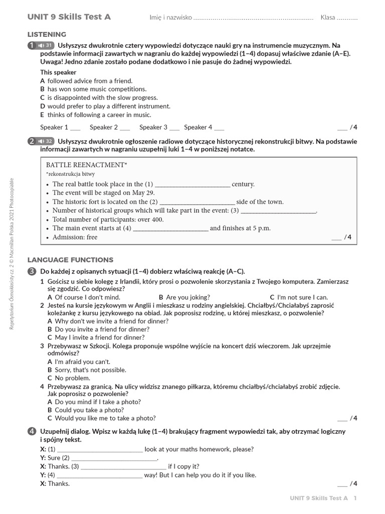 Unit 9 Skills Test A | PDF