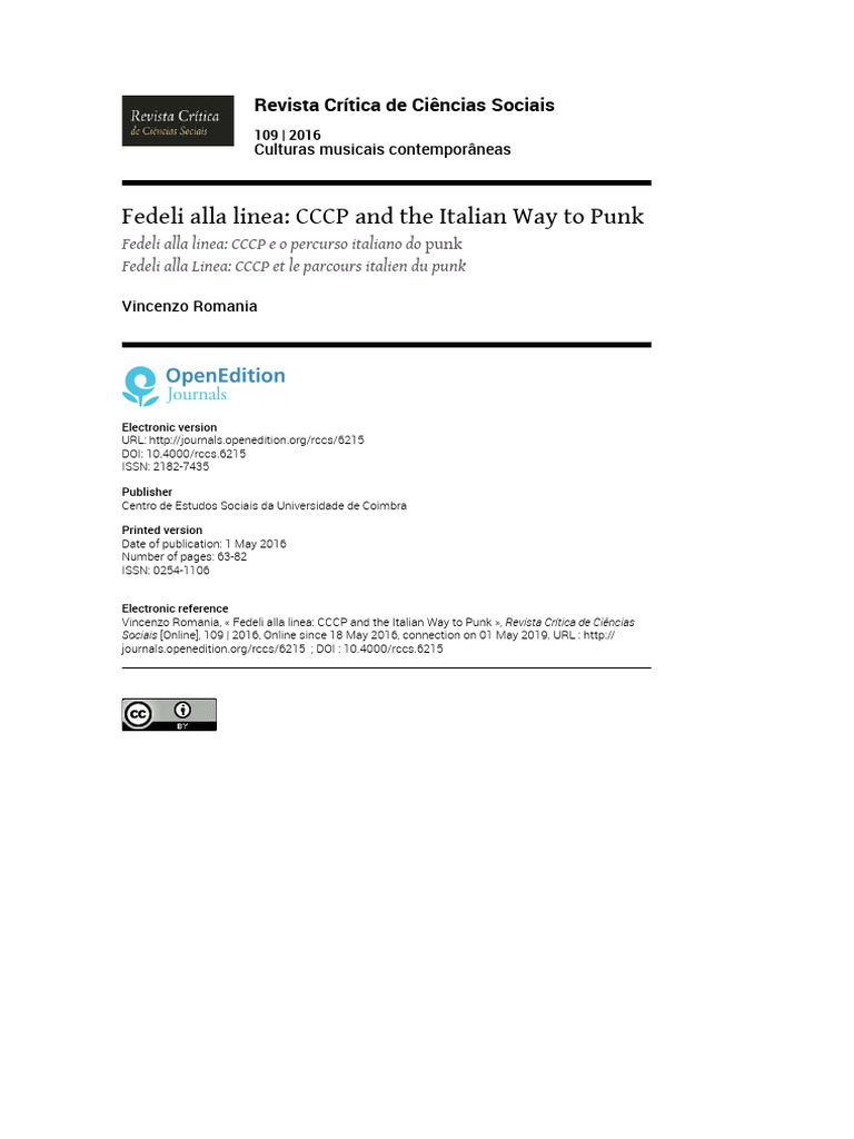CCCP: The Italian Punk Revolution | PDF