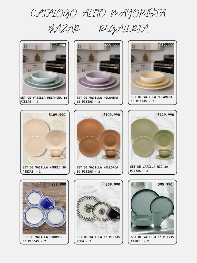 CATÁLOGO ALITO BH | PDF | Vajilla | Artesanías