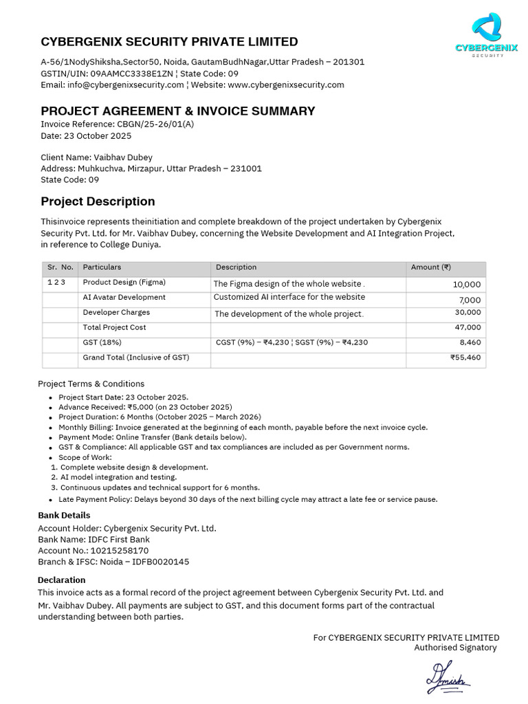 Website Development & AI Integration Invoice | PDF | Invoice ...