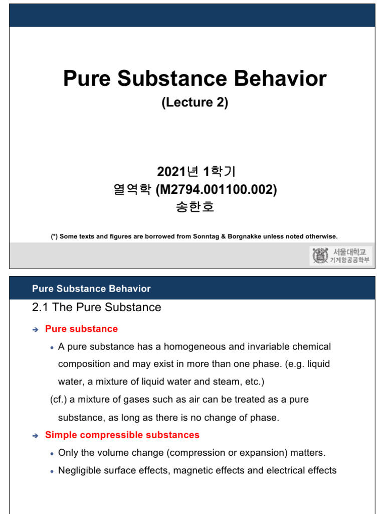 Lecture 2 Pure Substance Behavior | PDF | Phase (Matter) | Liquids