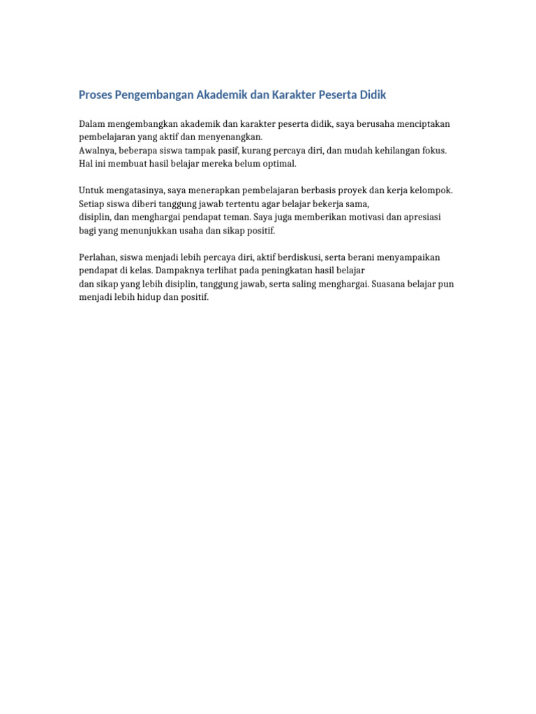 Proses Pengembangan Akademik Dan Karakter Singkat | PDF