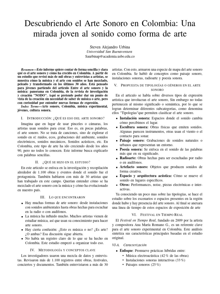 NODO Informe Steven Urbina | PDF | Sonido | Arte de performance