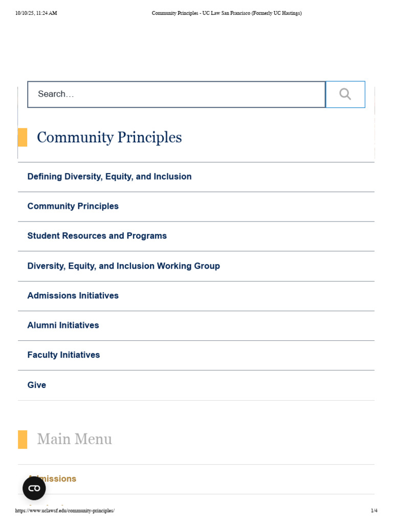 Community Principles - UC Law San Francisco (Formerly UC Hastings) | PDF