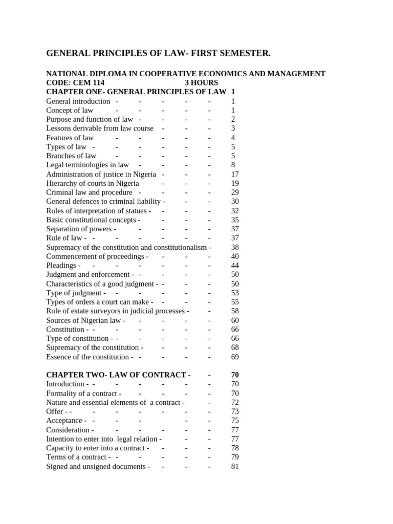 General Principles of Law FCCK NOVEMBER 2022 | PDF | Trespass ...