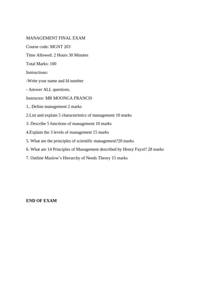 MGNT 203 Management Final Exam Guide | PDF