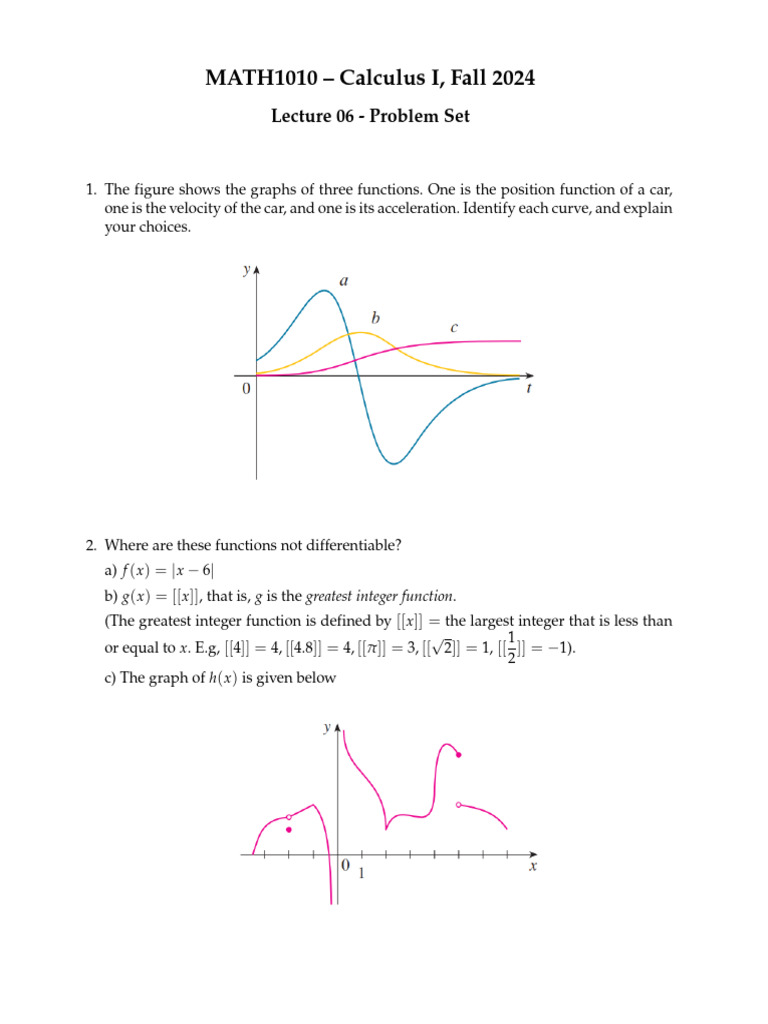 Lect06 Problem Set | PDF | Function (Mathematics) | Acceleration