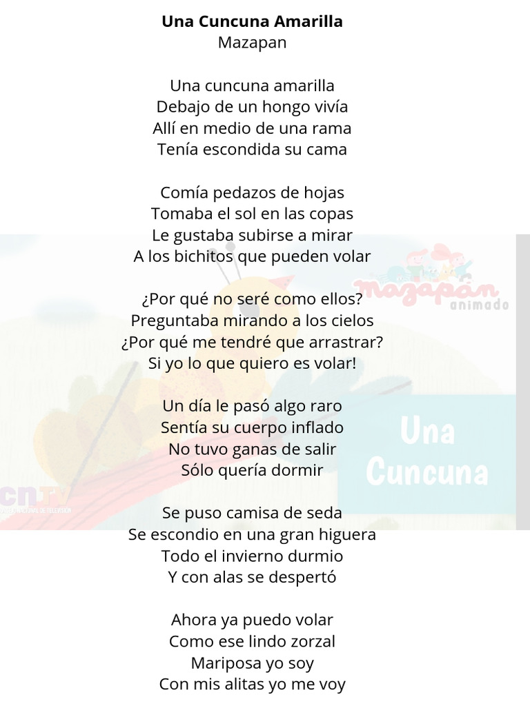 Una Cuncuna Amarilla - Mazápan | PDF