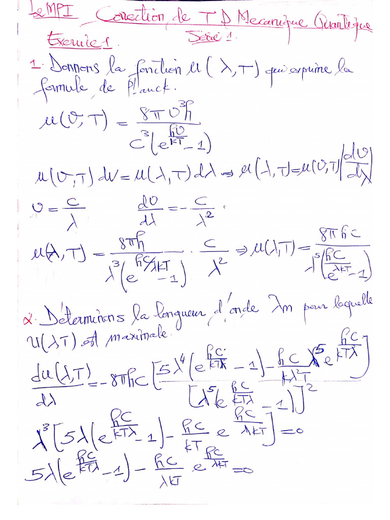TD Mécanique Quantique Correction - 250116 - 094148 | PDF