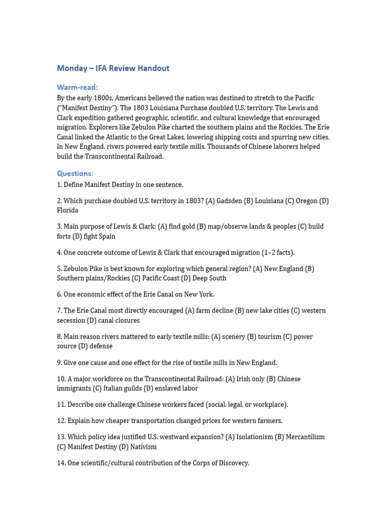 IFA Review Monday | PDF