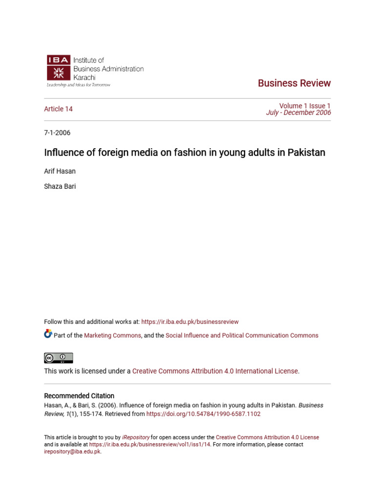 Influence of Foreign Media On Fashion in Young Adults in Pakistan | PDF ...