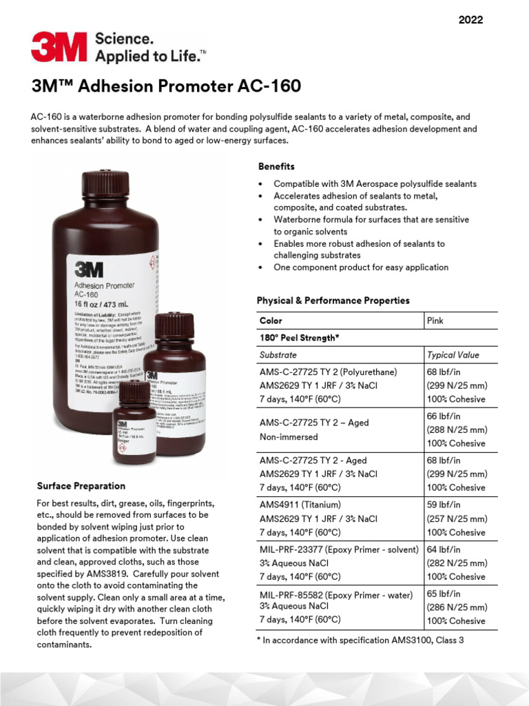 3M Adhesion Promoter AC 160 TDS | PDF | Safety | Occupational Safety ...