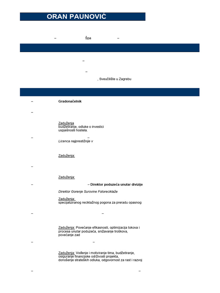 DR SC Zoran Paunovic Zivotopis | PDF