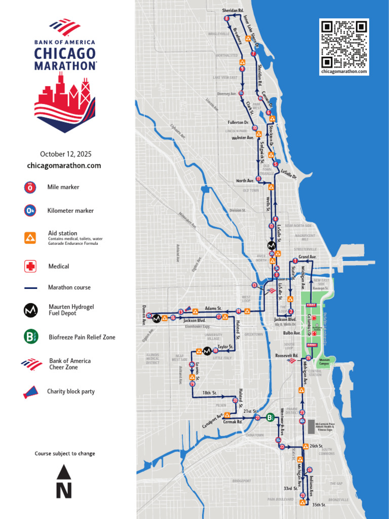 Chicago Marathon 2025 Course Map | PDF | Lake View