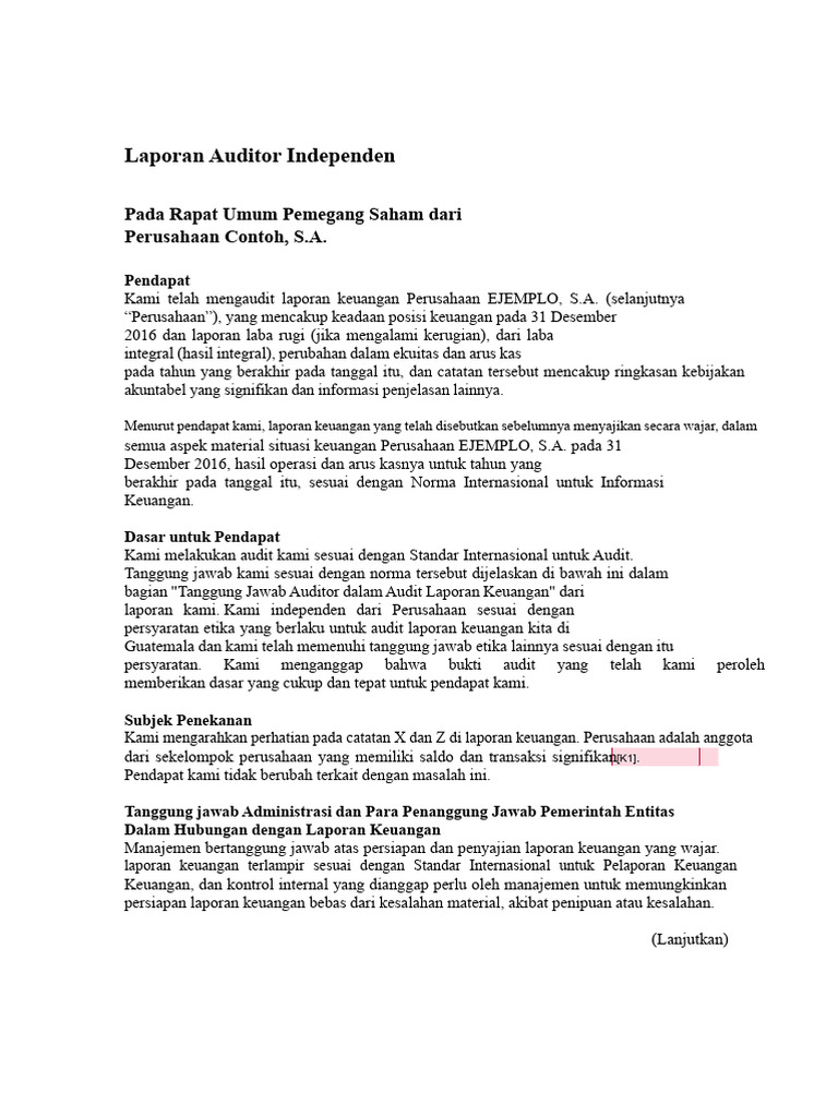 Contoh Pendapat Nia 700 dan 701 | PDF