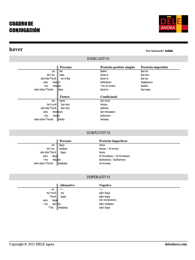 Conjugação do Verbo Haver em Português | PDF