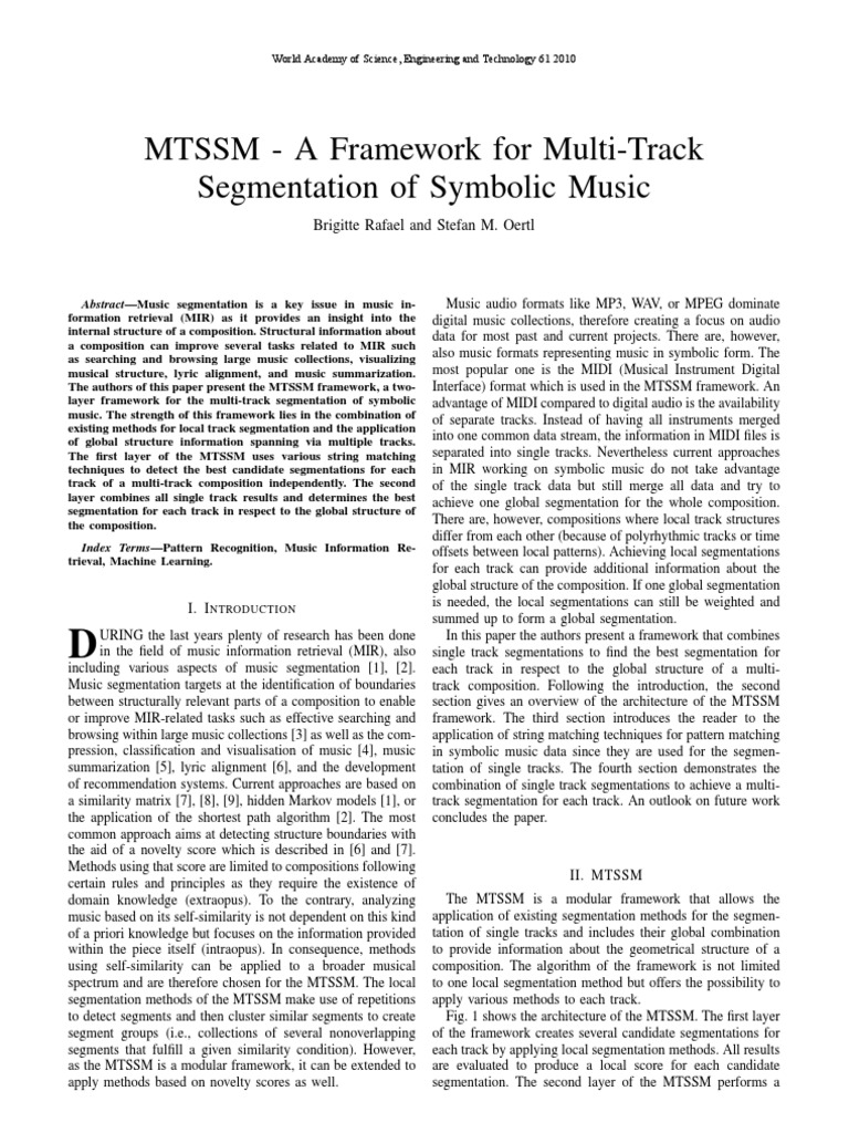 MTSSM - A Framework For Multi-Track Segmentation of Symbolic Music | PDF | Image Segmentation ...