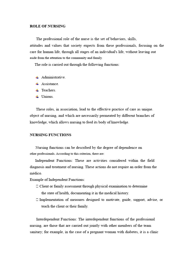 Role and Functions of Nursing | PDF | Nursing | Leadership