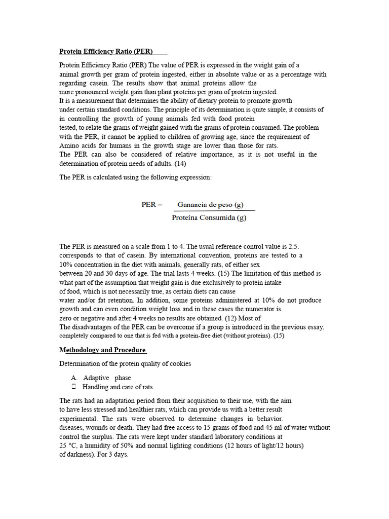 Protein Efficiency Ratio | PDF | Nutrition | Diet & Nutrition