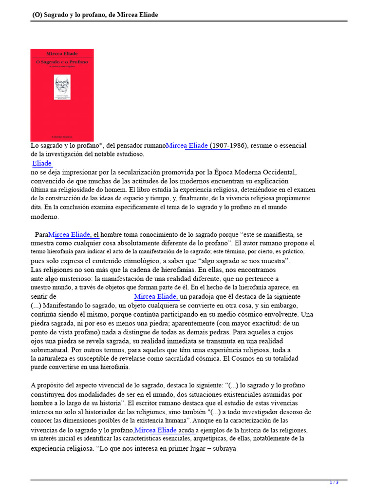 lo-sagrado-y-lo-profano-de-mircea-eliade | PDF