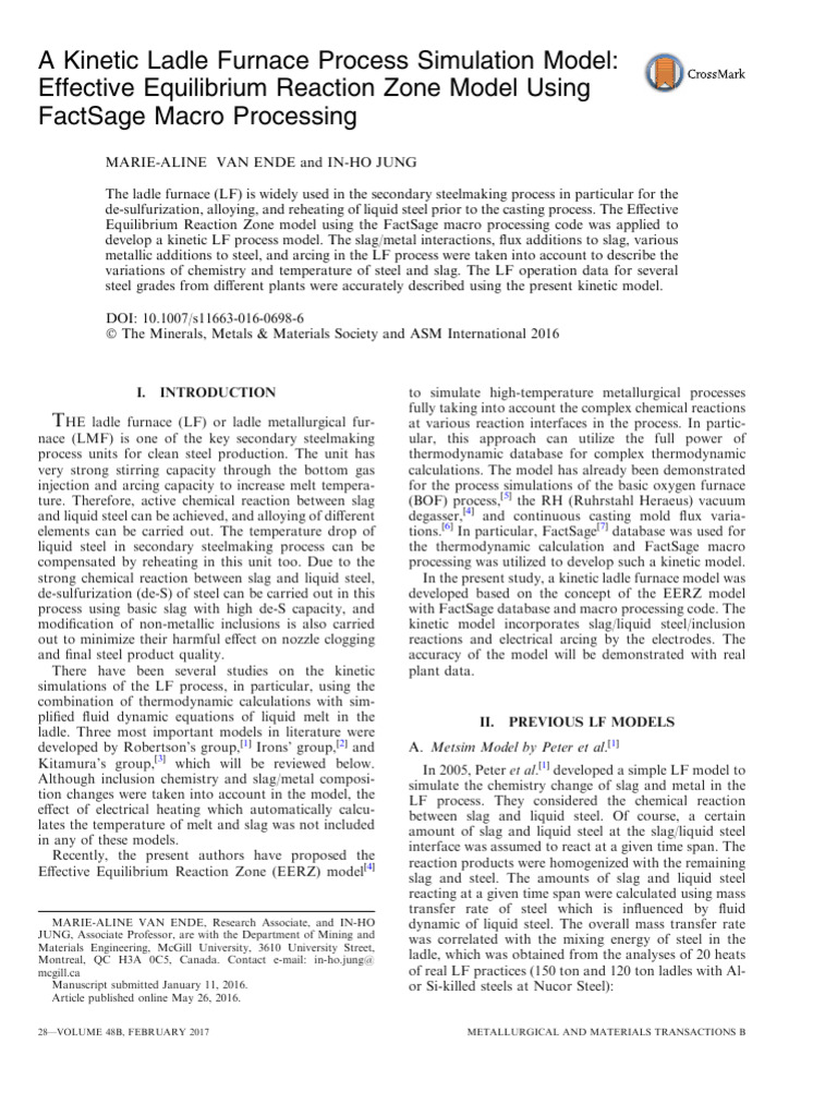 2017 A Kinetic Ladle Furnace Process Simulation Model - EERZ Model Using Factsage Macro ...