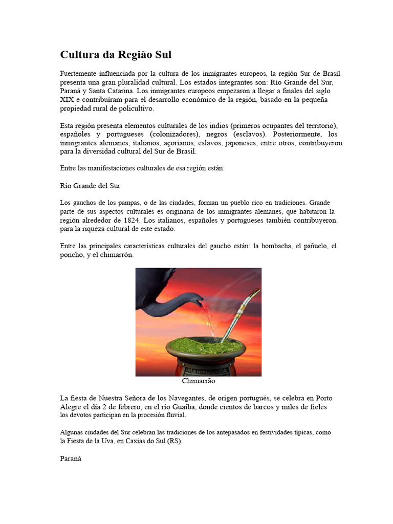 Cultura de La Región Sur | PDF
