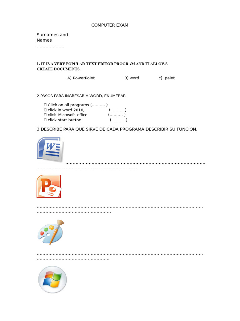 Computer Exam: Word & PowerPoint Guide | PDF