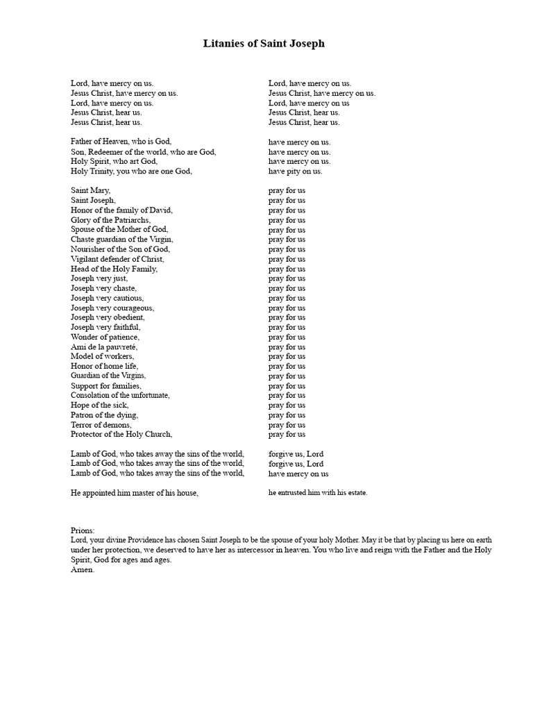 881 - Litanies of Saint Joseph | PDF | Saint Joseph | Mary, Mother Of Jesus