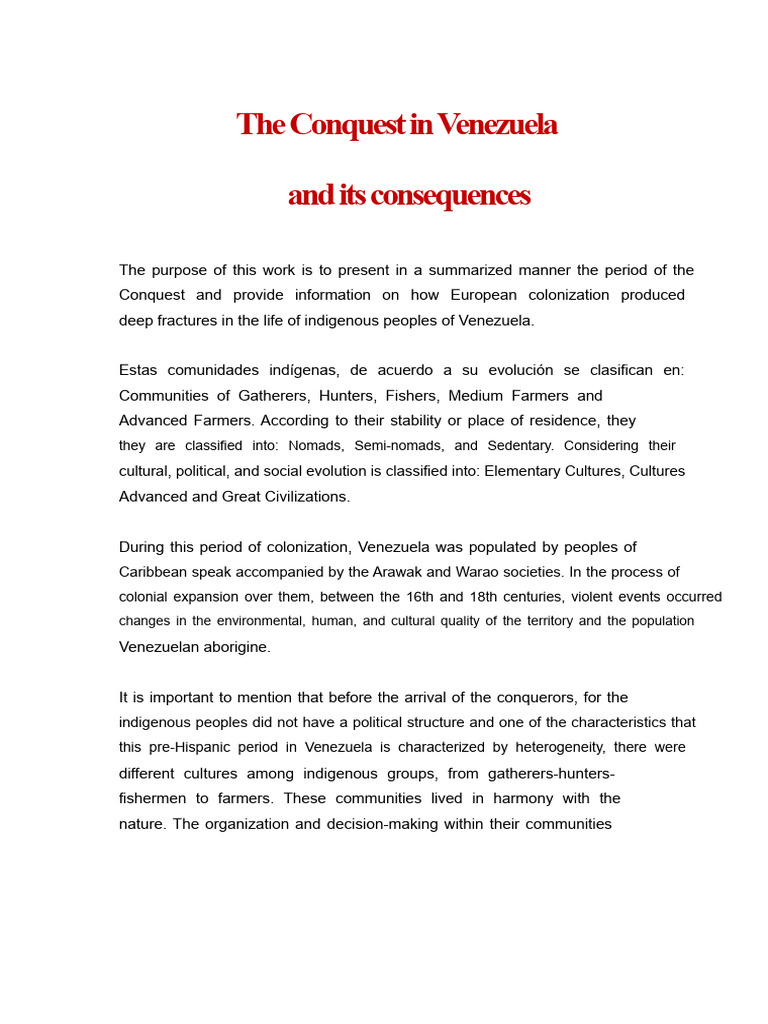 Impact of Spanish Conquest on Venezuela | PDF | Spanish Empire | Venezuela