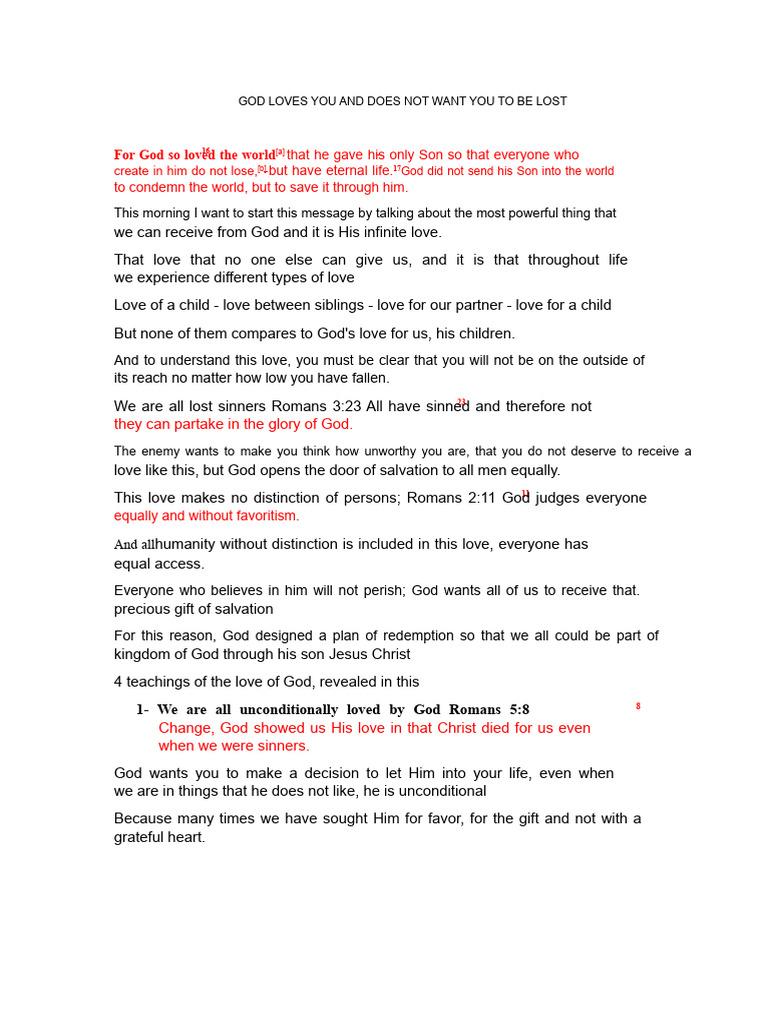 God Loves You and Does Not Want You To Perish. | PDF | God In ...