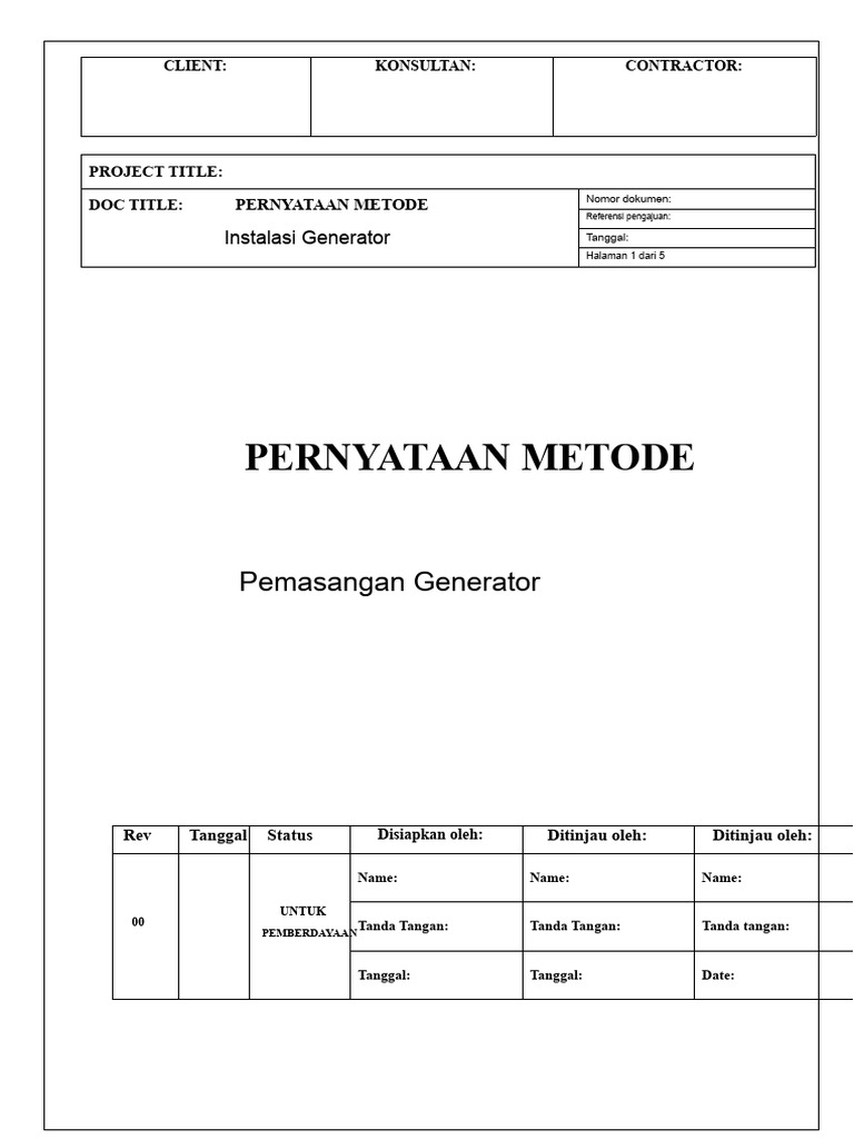 Pemasangan Generator: Pernyataan Metode | PDF
