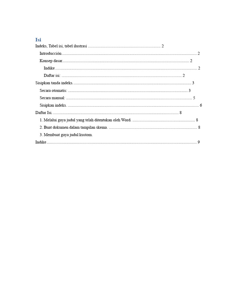 Indeks, Tabel Isi | PDF